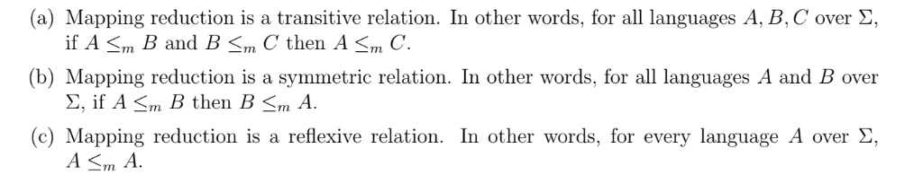 Solved (a) Mapping reduction is a transitive relation. In | Chegg.com