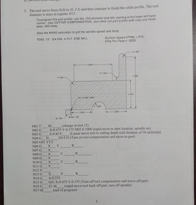 Solved 3. The tool move from (0,0) to (0, 3.5) and then | Chegg.com