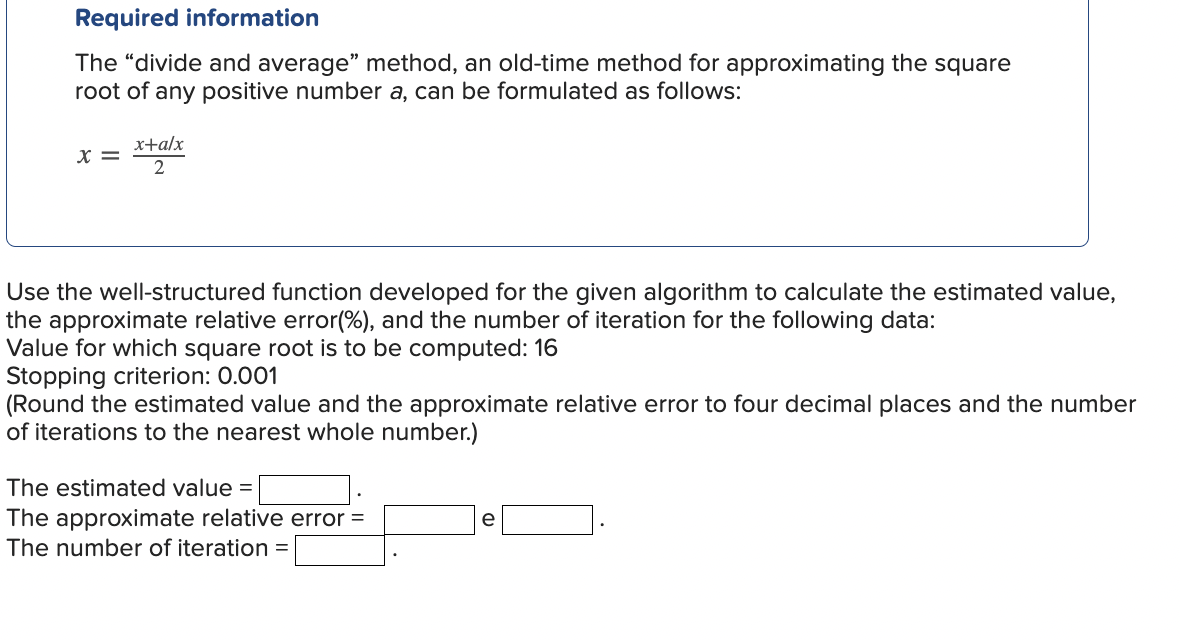 Solved Required information The "divide and average" method, | Chegg.com