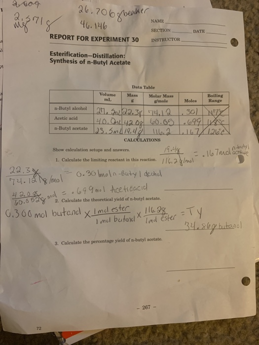 Solved r7l NAME SECTION INSTRUCTOR 46. 146 DATE REPORT FOR | Chegg.com