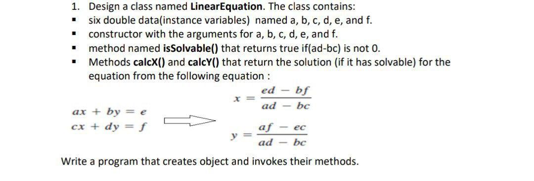 Solved 1 1 Design A Class Named Linearequation The Class 