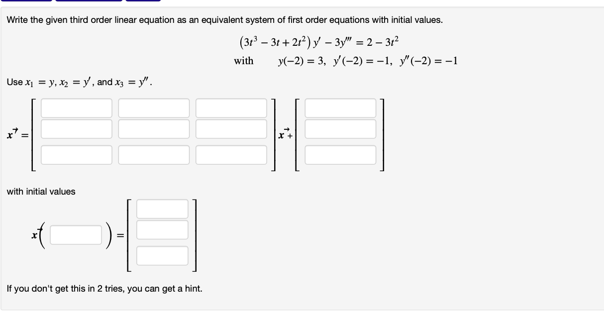Solved Write The Given Third Order Linear Equation As An