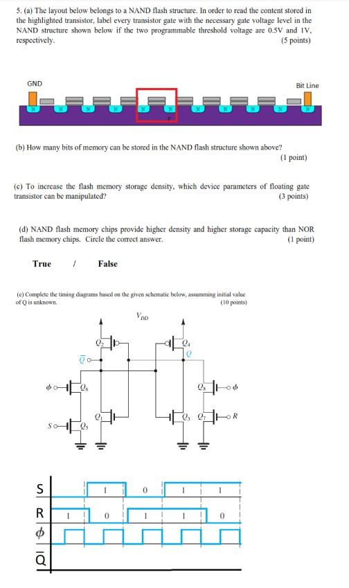 Solved 5. (a) The layout below belongs to a NAND flash | Chegg.com