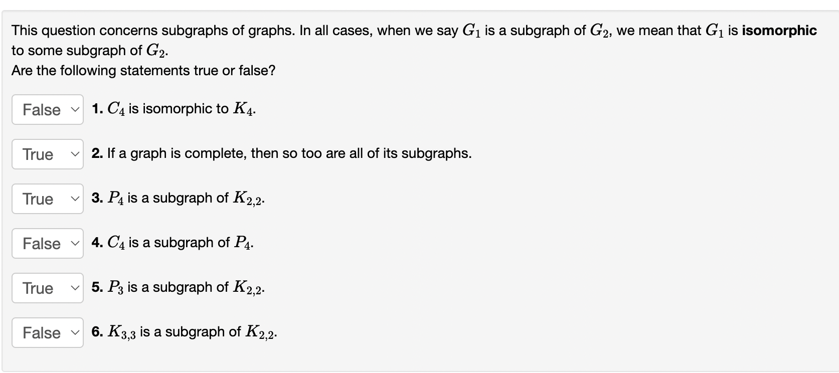 This question concerns subgraphs of graphs. In all | Chegg.com