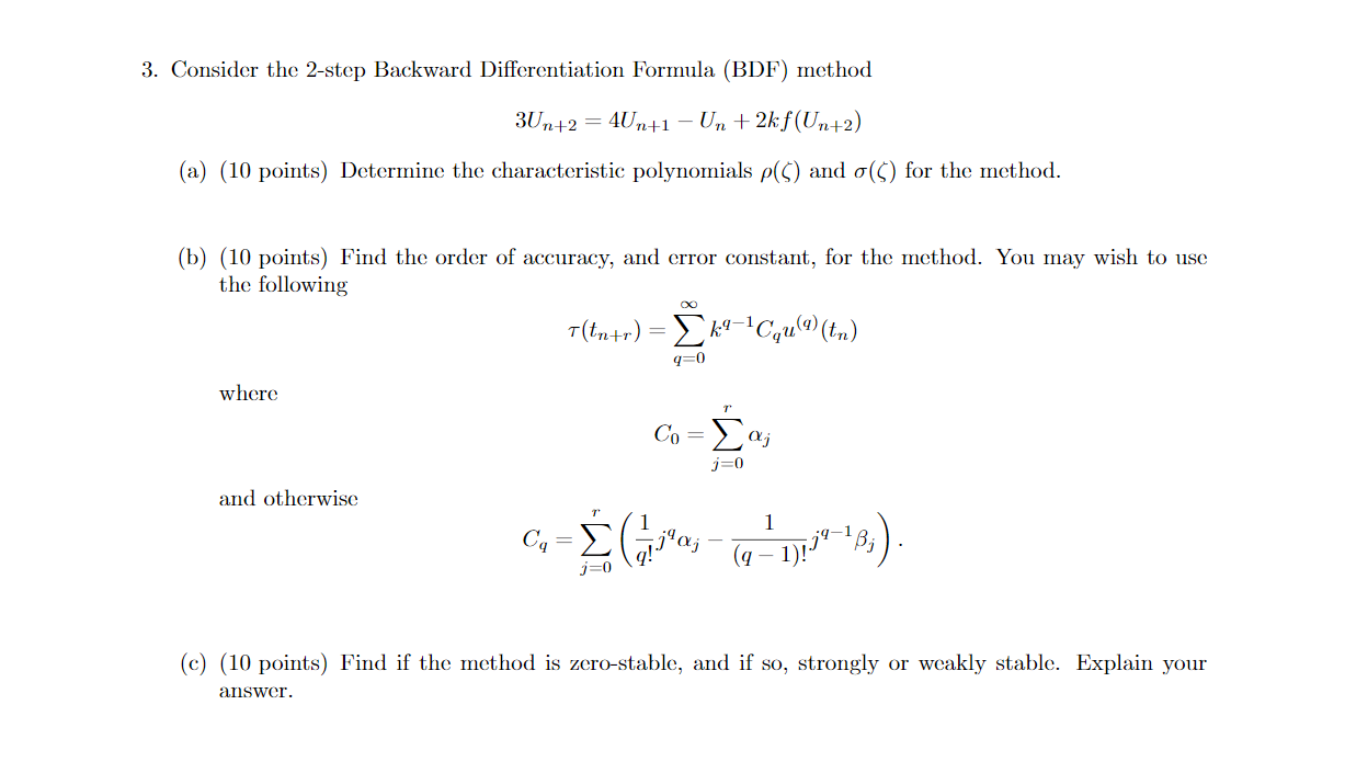 Solved 3 Consider The 2 Step Backward Differentiation