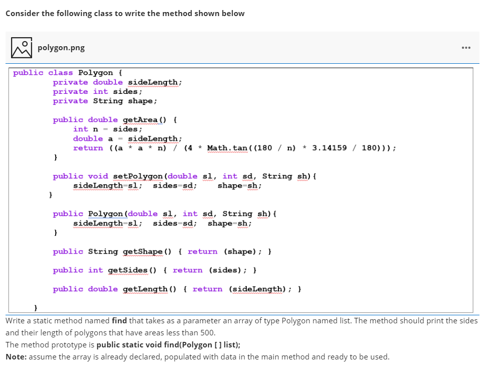 Solved Consider the following class to write the method | Chegg.com