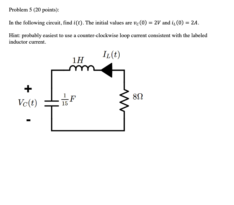 Solved Problem 5 (20 points): In the following circuit, find | Chegg.com
