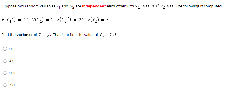 Solved Suppose two random variables Y1 and Y2 are | Chegg.com