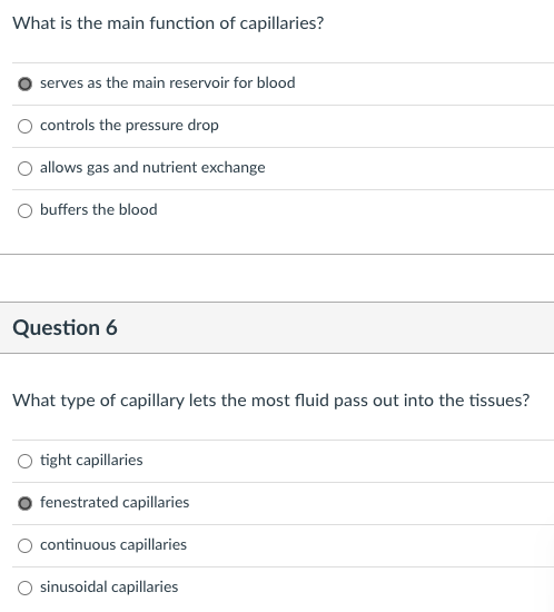 Solved What is the main function of capillaries? serves as | Chegg.com