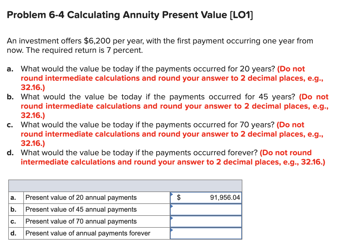 Solved Problem 6-4 Calculating Annuity Present Value (LO1) | Chegg.com