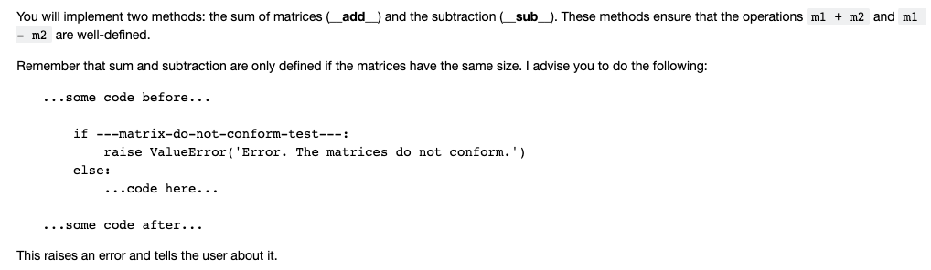 Solved In python, create the class "Matrix". Without using | Chegg.com