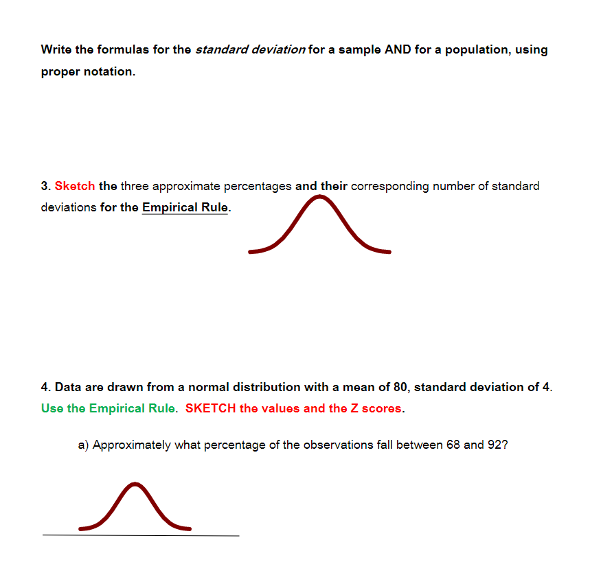 Solved Write the formulas for the standard deviation for a | Chegg.com