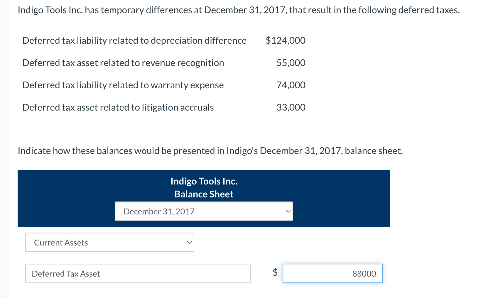 Solved Indigo Tools Inc. has temporary differences at | Chegg.com