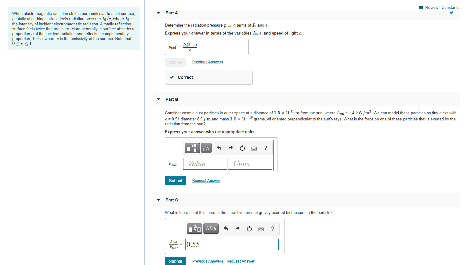 Solved Review Constants Part A When electromagnetic | Chegg.com