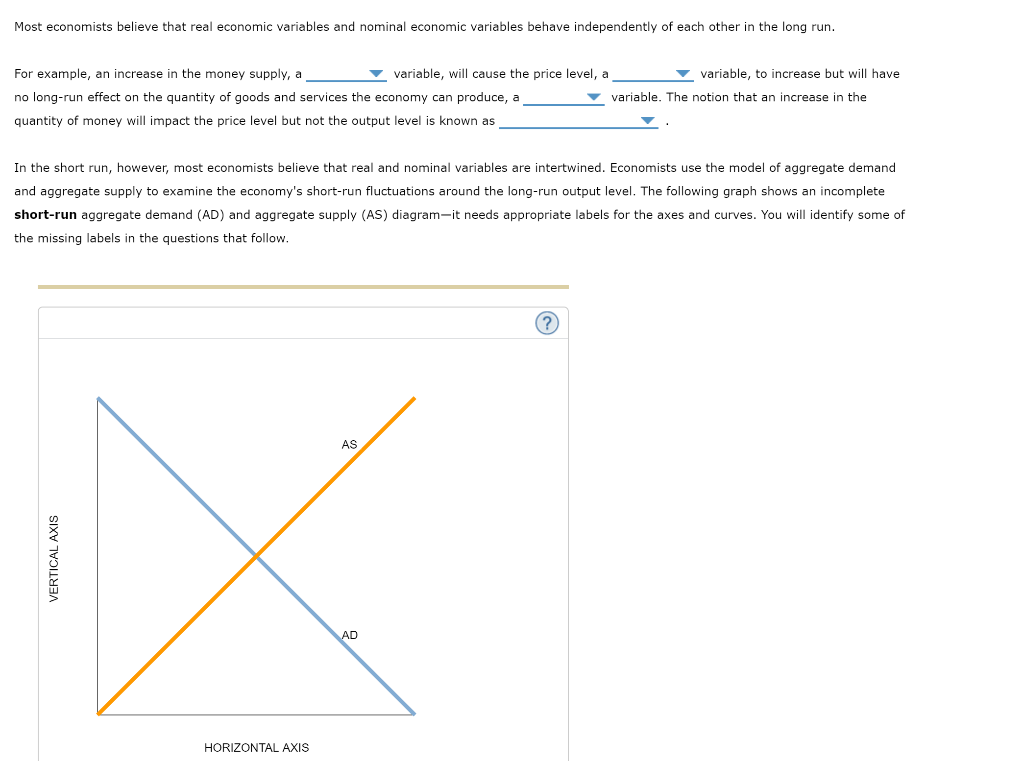 Solved Most economists believe that real economic variables | Chegg.com