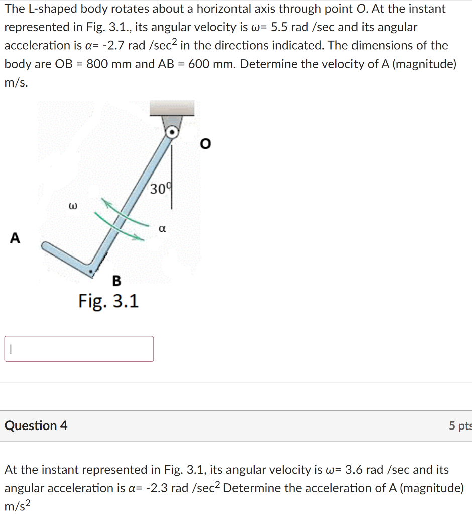 Solved The L-shaped body rotates about a horizontal axis | Chegg.com