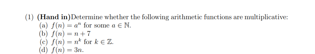 Solved (1) (Hand in)Determine whether the following | Chegg.com