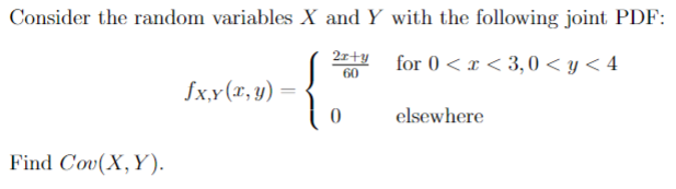 Solved Consider the random variables X and Y with the | Chegg.com
