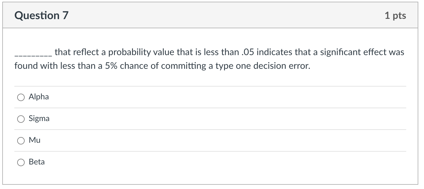 Solved that reflect a probability value that is less than | Chegg.com