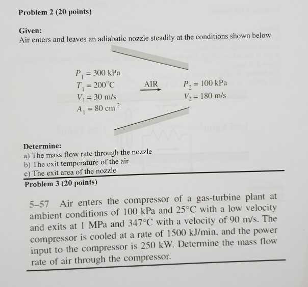 Solved Problem 2 (20 points) Given: Air enters and leaves an | Chegg.com