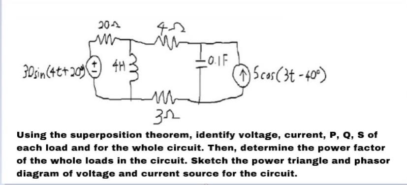 Solved Using the superposition theorem, identify voltage, | Chegg.com