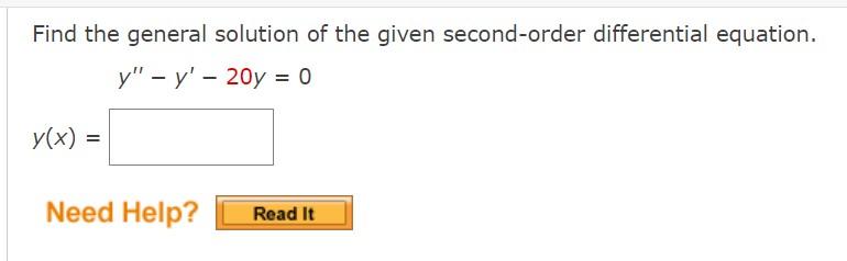 Solved Find the general solution of the given second-order | Chegg.com