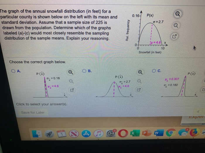 Solved The graph of the annual snowfall distribution (in | Chegg.com