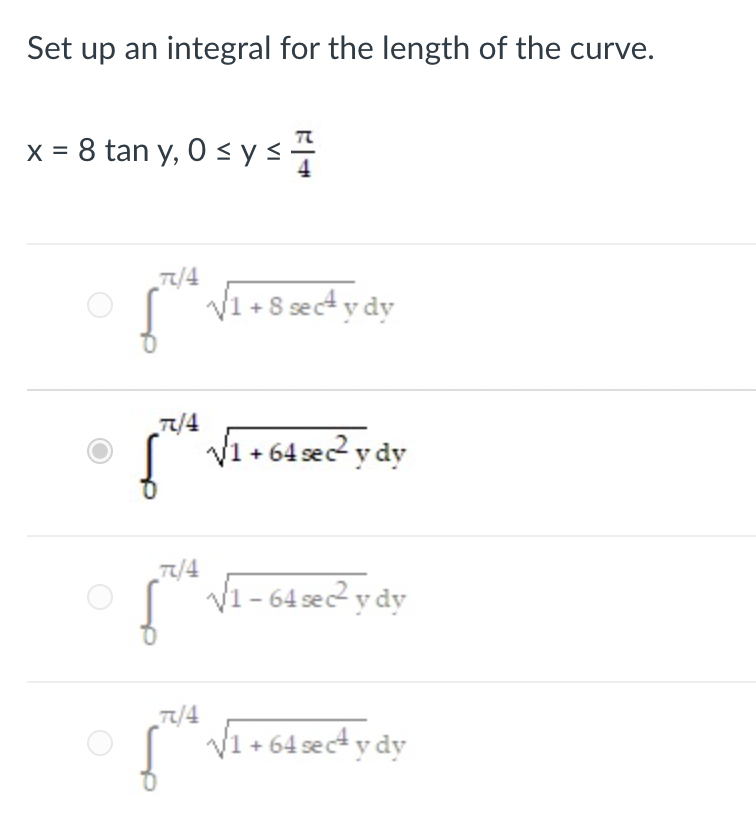Solved Set up an integral for the length of the curve. | Chegg.com