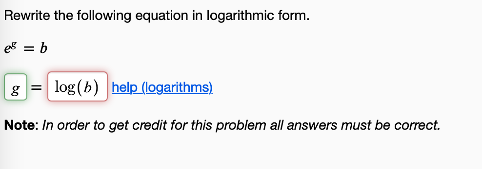 Solved Rewrite the following equation in logarithmic form. | Chegg.com