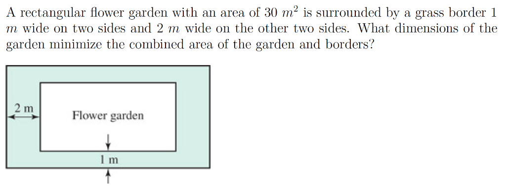 Solved A rectangular flower garden with an area of 30 m2 is | Chegg.com