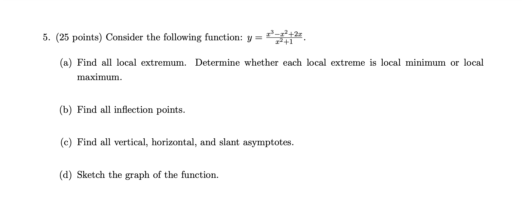 Solved 5. (25 points) Consider the following function: y = | Chegg.com
