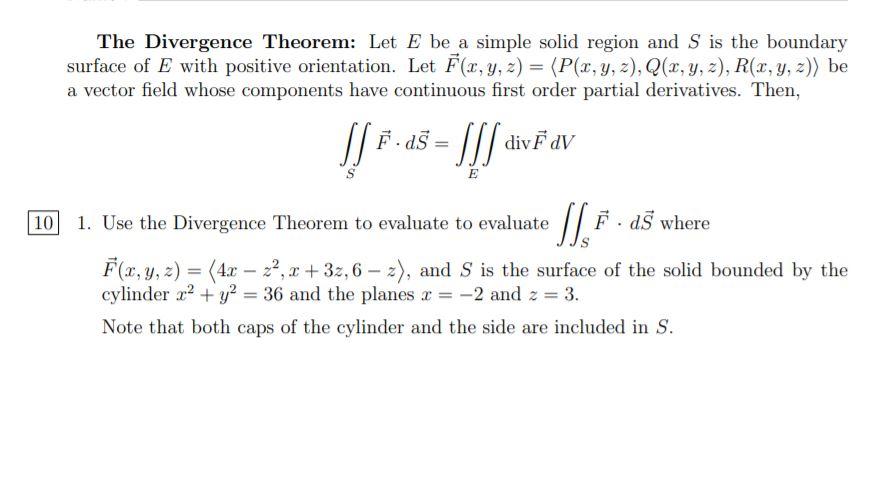 Solved The Divergence Theorem: Let E be a simple solid | Chegg.com