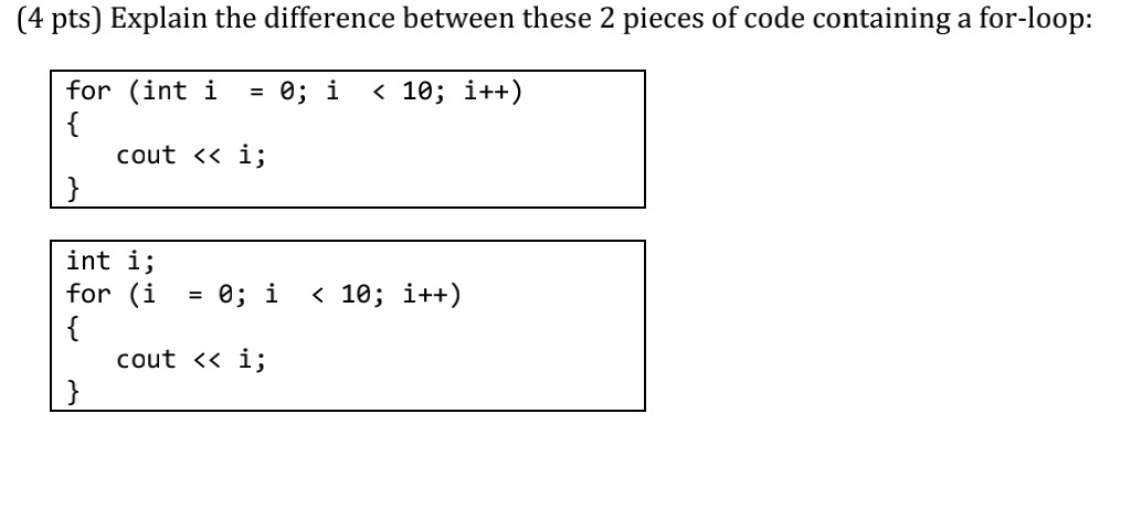 Solved (4 pts) Explain the difference between these 2 pieces | Chegg.com