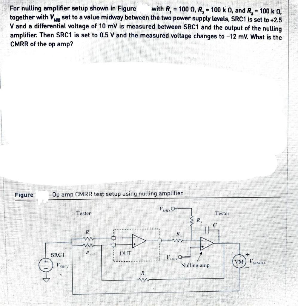 Solved = = A. For nulling amplifier setup shown in Figure | Chegg.com