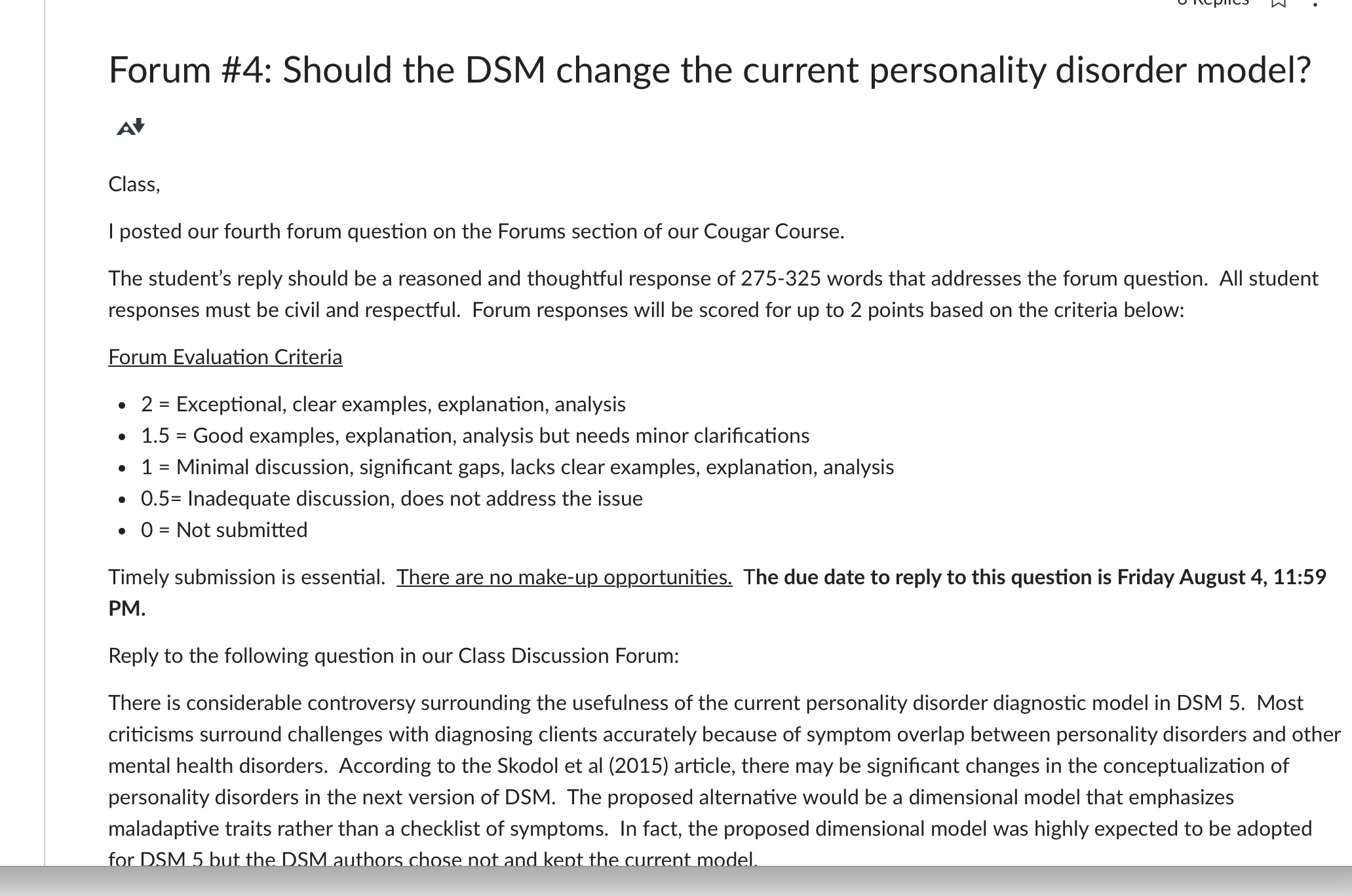 Solved Forum \#4: Should the DSM change the current | Chegg.com