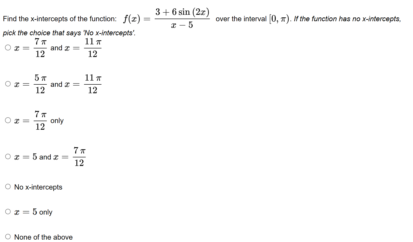Solved Find the x-intercepts of the function: | Chegg.com