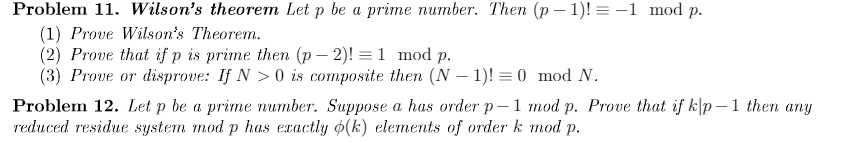 Solved Problem 11. Wilson's theorem Let p be a prime number. | Chegg.com
