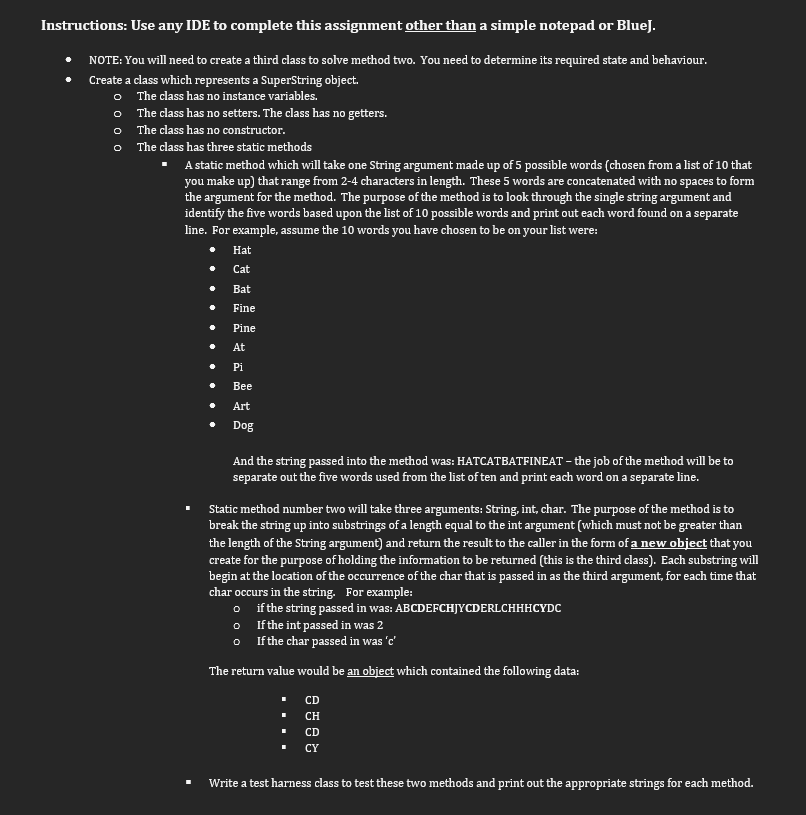 Solved Instructions: Use any IDE to complete this assignment | Chegg.com