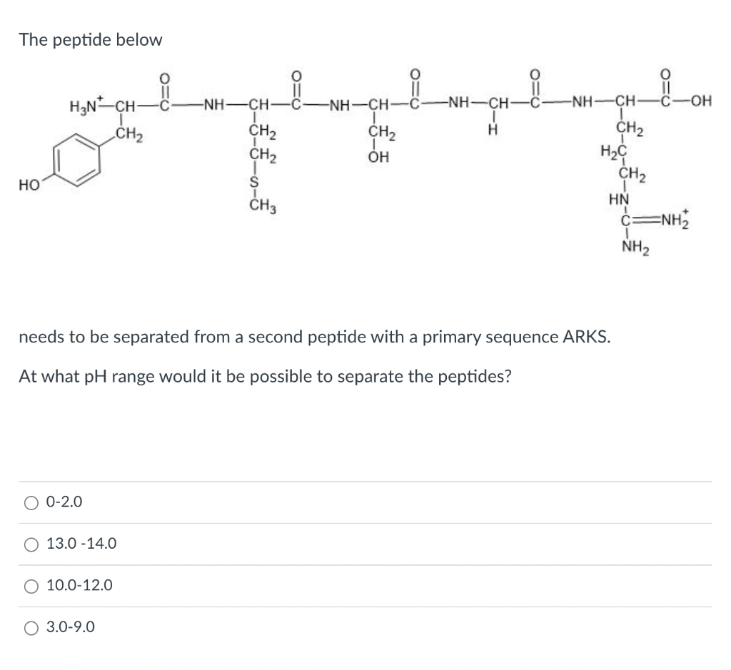 Solved The peptide below needs to be separated from a second | Chegg.com