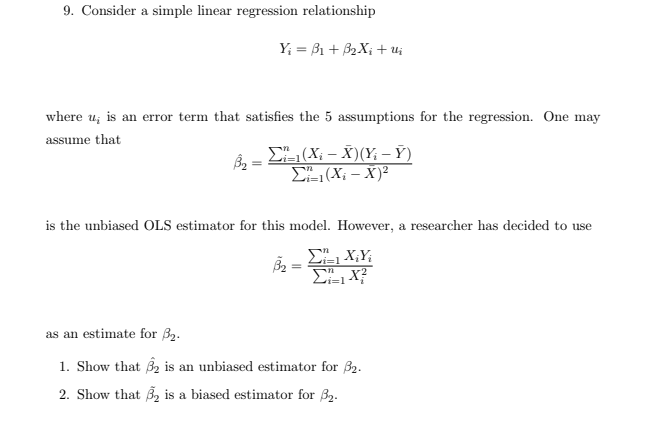 Solved 9. Consider a simple linear regression relationship | Chegg.com
