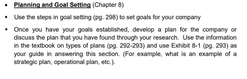 Solved • Planning and Goal Setting (Chapter 8) Use the steps | Chegg.com