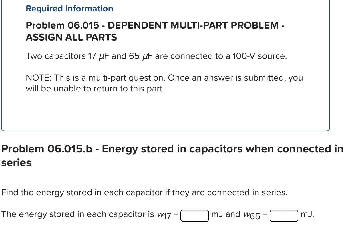 Solved Required information Problem 06.015 - DEPENDENT | Chegg.com