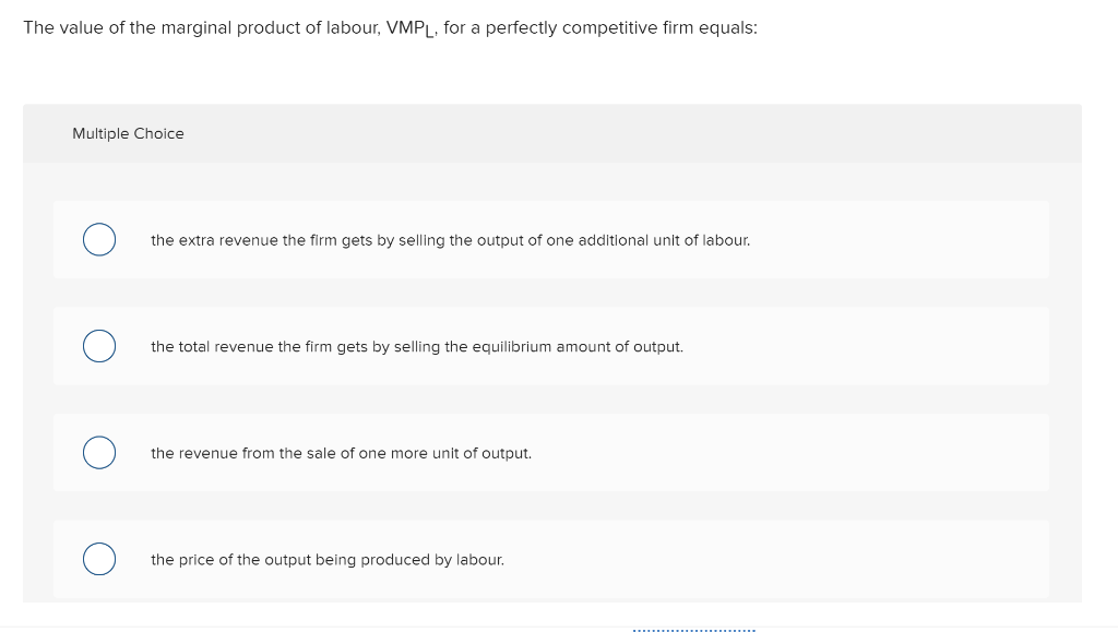 Solved The value of the marginal product of labour, VMPL, | Chegg.com
