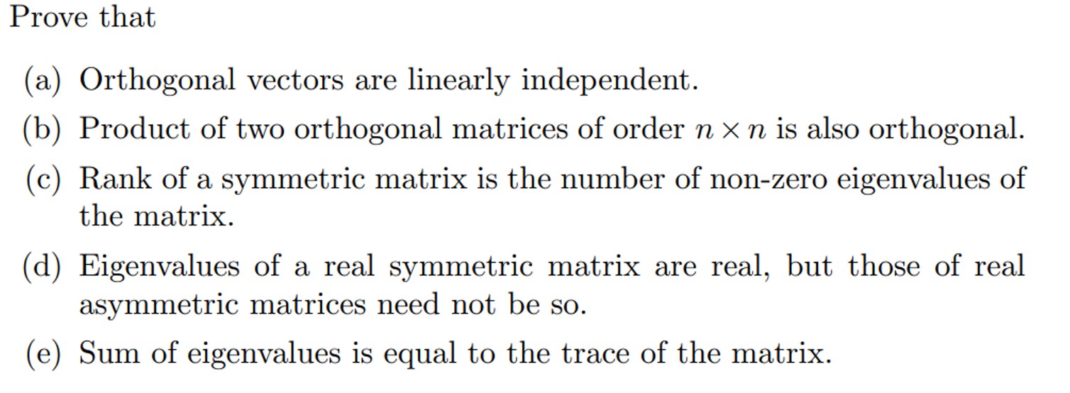 Solved Prove that(a) ﻿Orthogonal vectors are linearly | Chegg.com
