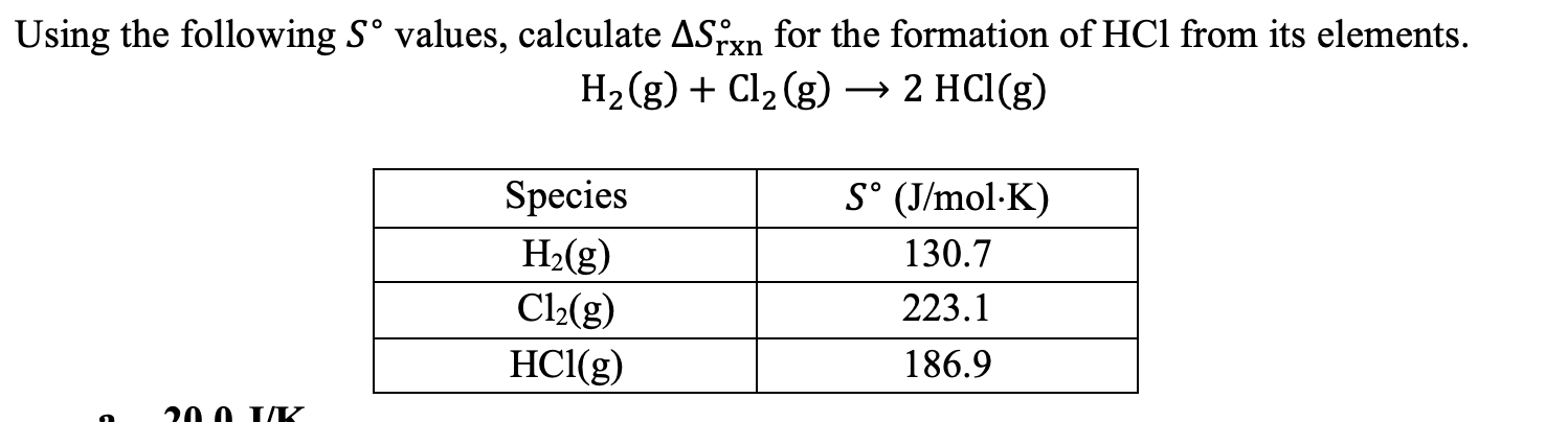 Solved Using The Following Sº Values Calculate Asrxn For