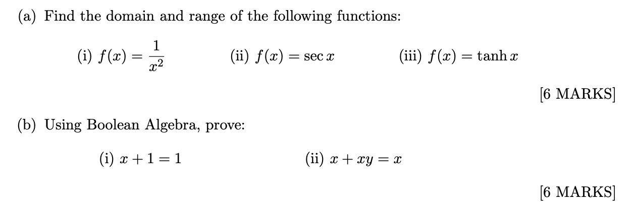 Solved (a) Find the domain and range of the following | Chegg.com