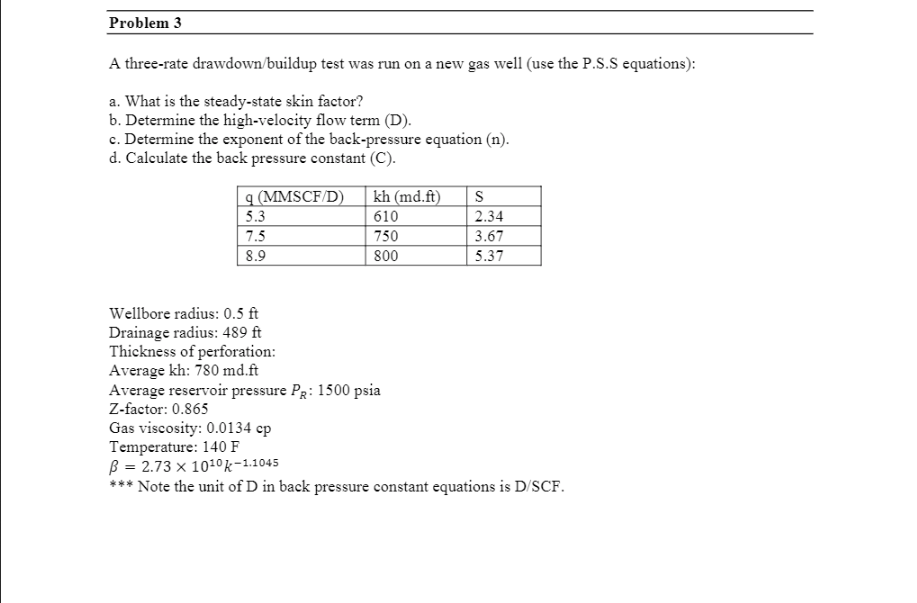Problem 3 A three-rate drawdown/buildup test was run | Chegg.com