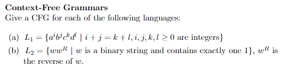 Solved Context-Free Grammars Give a CFG for each of the | Chegg.com