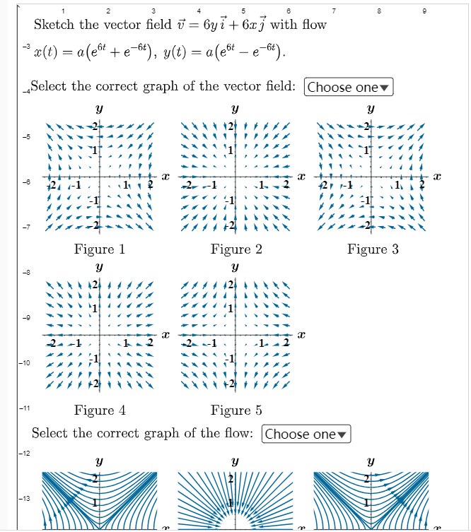 Solved 1 2 3 4 5 6 7 8 Sketch the vector field v=6yi + 6x j | Chegg.com
