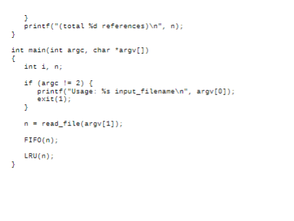 code in c that implements the FIFO and LRU | Chegg.com